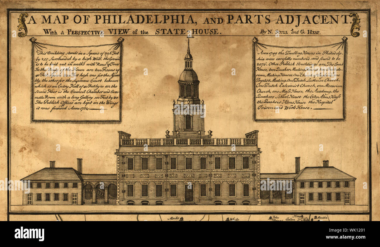 Independence Hall 1752 Map detail Stock Photo - Alamy