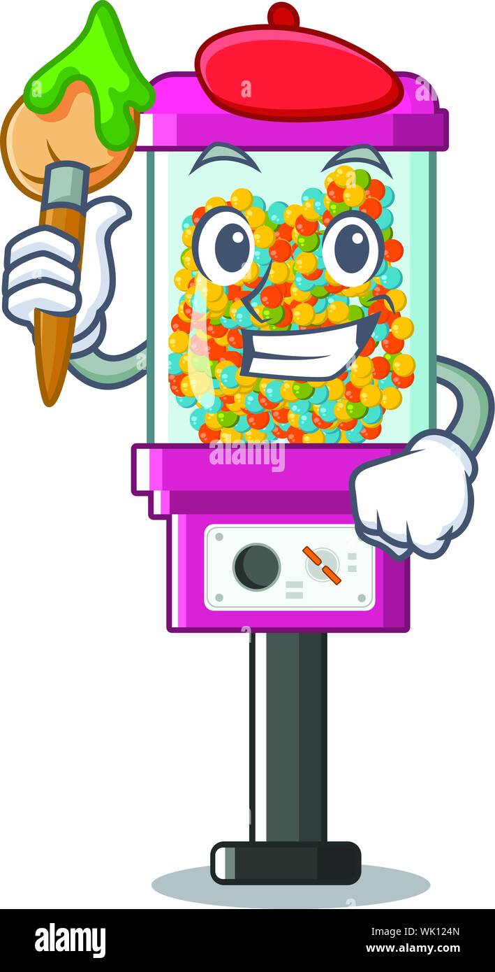 Artist candy vending machine isolated in mascot Stock Vector Image ...
