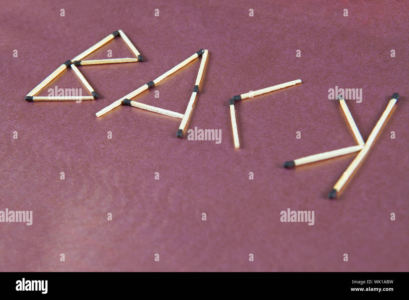 Back word created with matchstick on fabric texture Stock Photo - Alamy