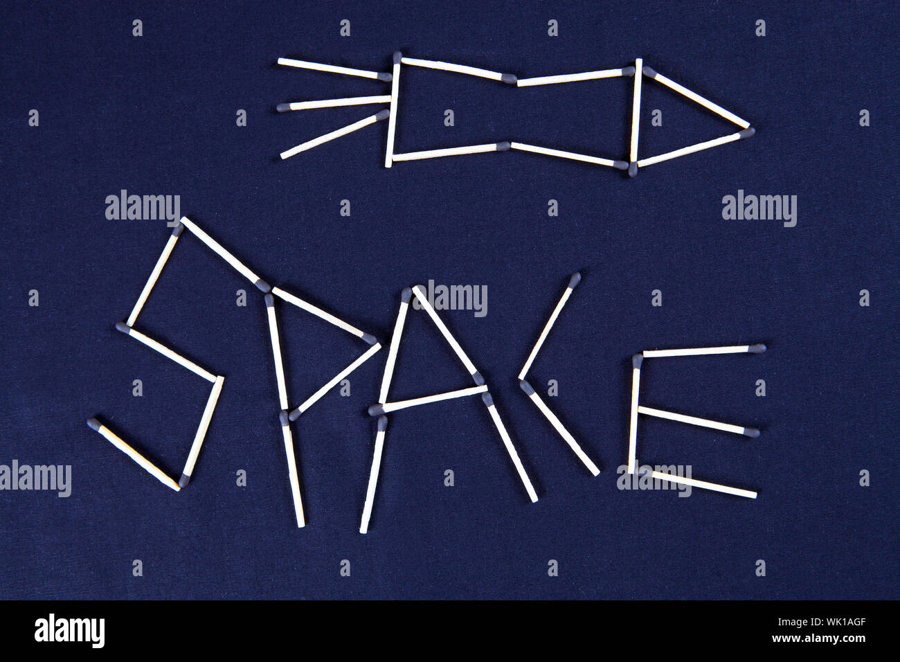 Rocket made with matchstick representing space travel Stock Photo - Alamy