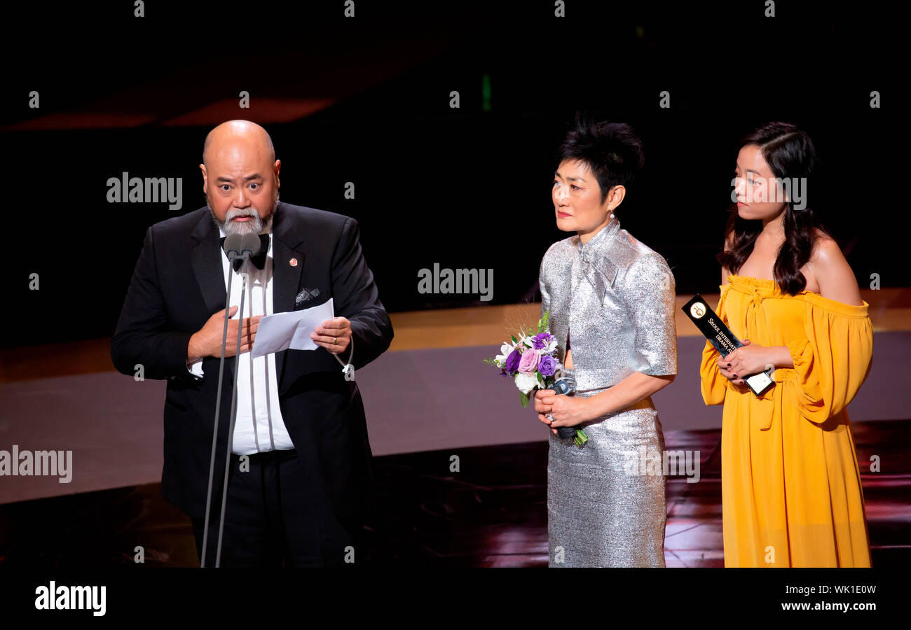 Paul Sun-Hyung Lee, Jean Yoon and Andrea Bang, August 28, 2019 : (L-R ...