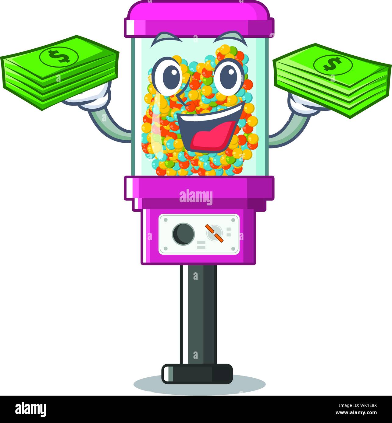 With money bag candy vending machine with the character Stock Vector ...