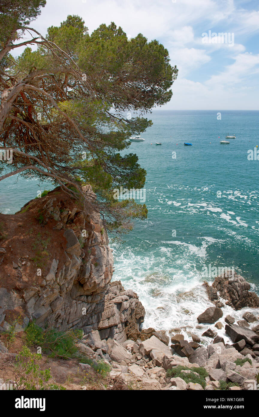 Spanish east coast with rocks and rough sea Stock Photo - Alamy