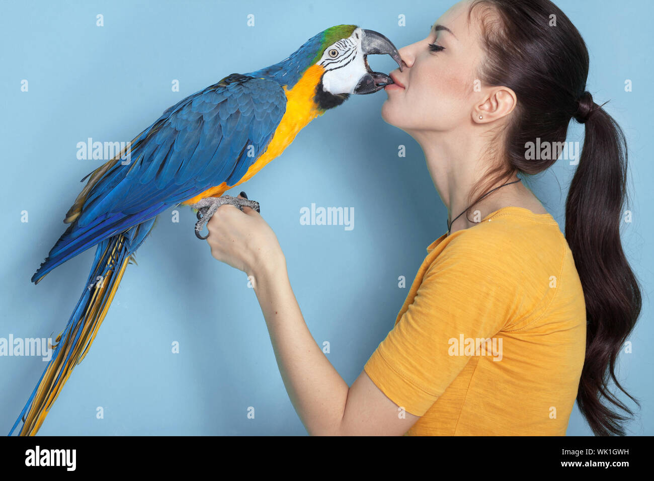 Young woman playing parrot hi-res stock photography and images - Alamy