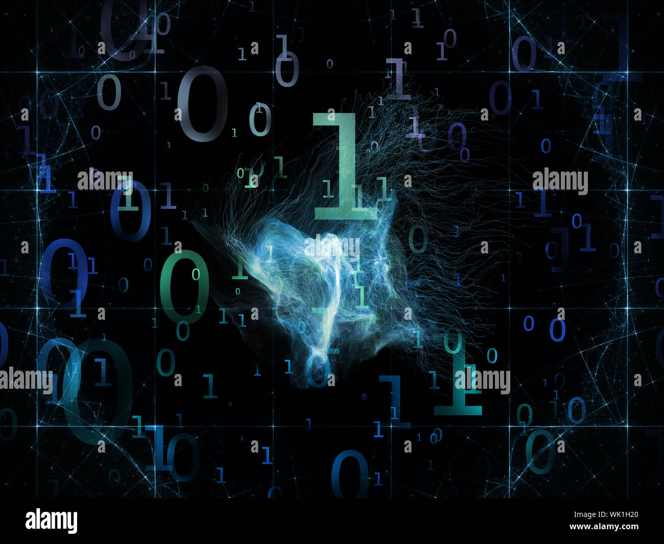 Number in Space series. Backdrop composed of numbers, fractal textures ...