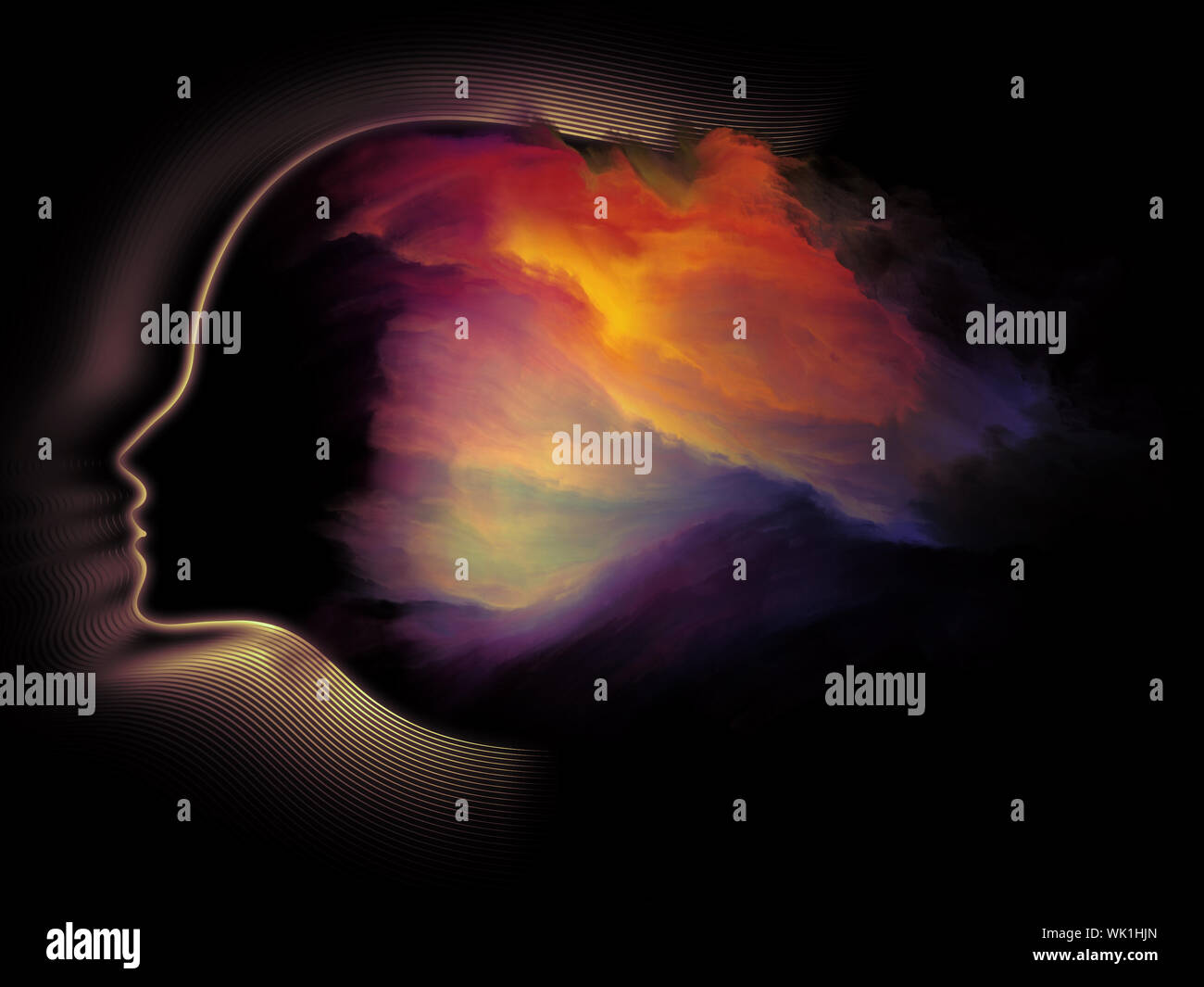 Girls of Never series. Arrangement of human profile and fractal forms ...