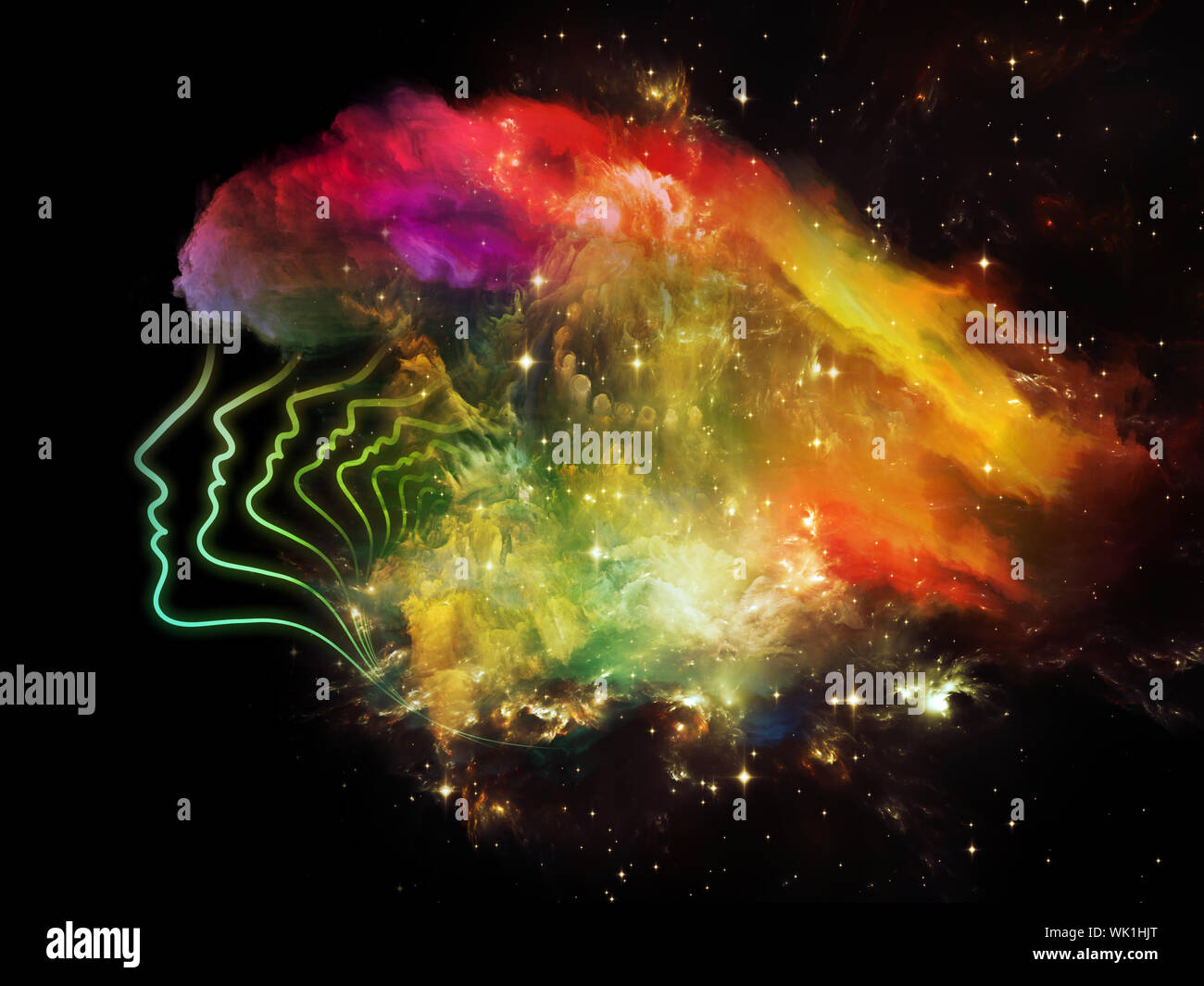 Girls of Never series. Composition of human profile and fractal forms ...
