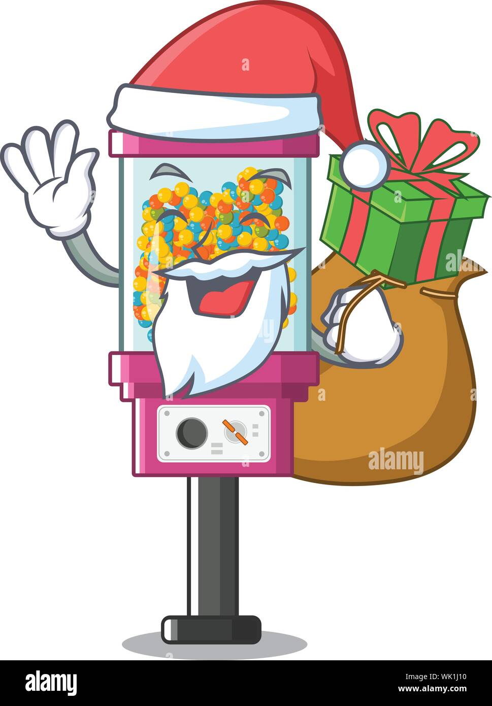 Santa with gift candy vending machine on the cartoon Stock Vector Image ...