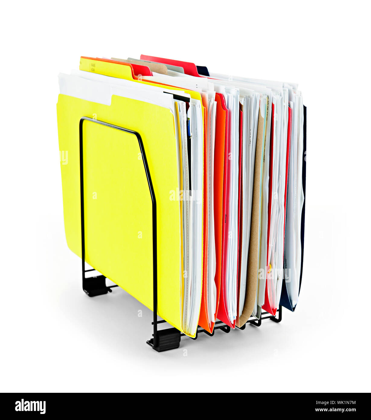 File folders with documents in vertical organizer Stock Photo - Alamy