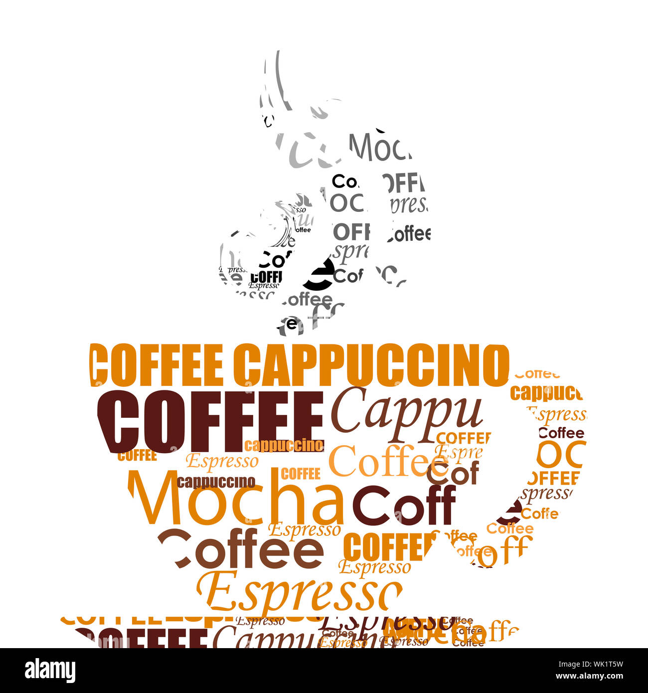 illustration of typography coffee cup on isolated background Stock ...