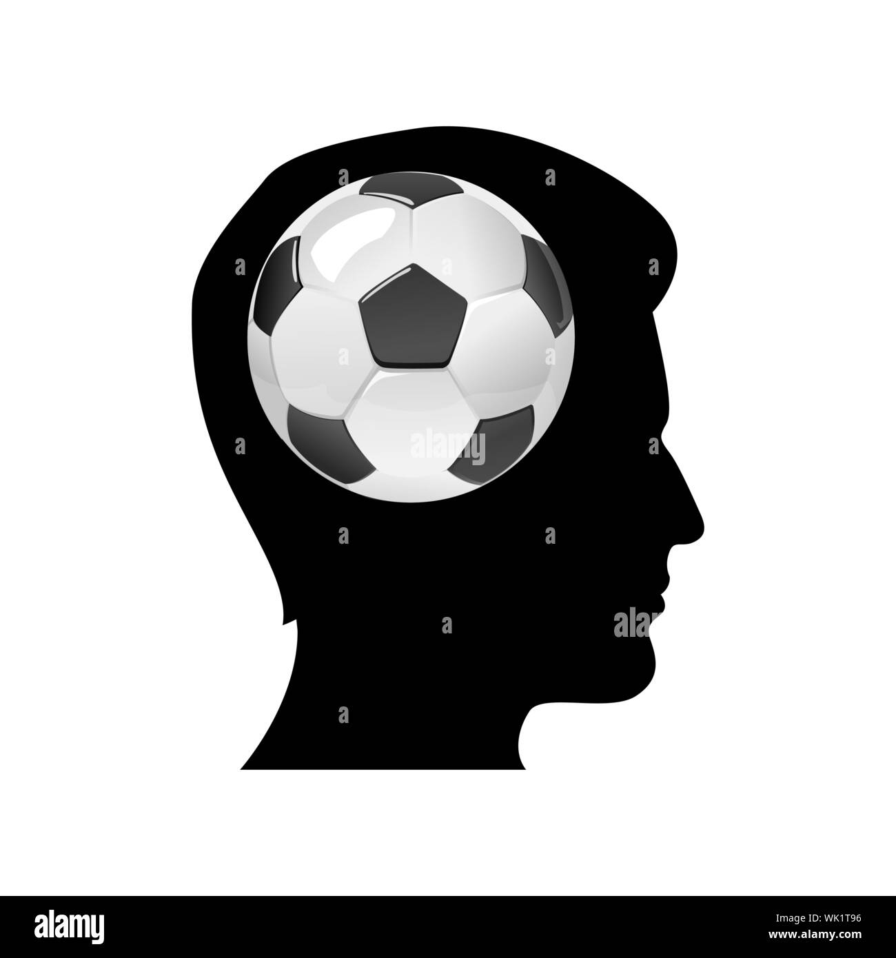 illustration of silhouette of man thinking of soccer match Stock Photo ...