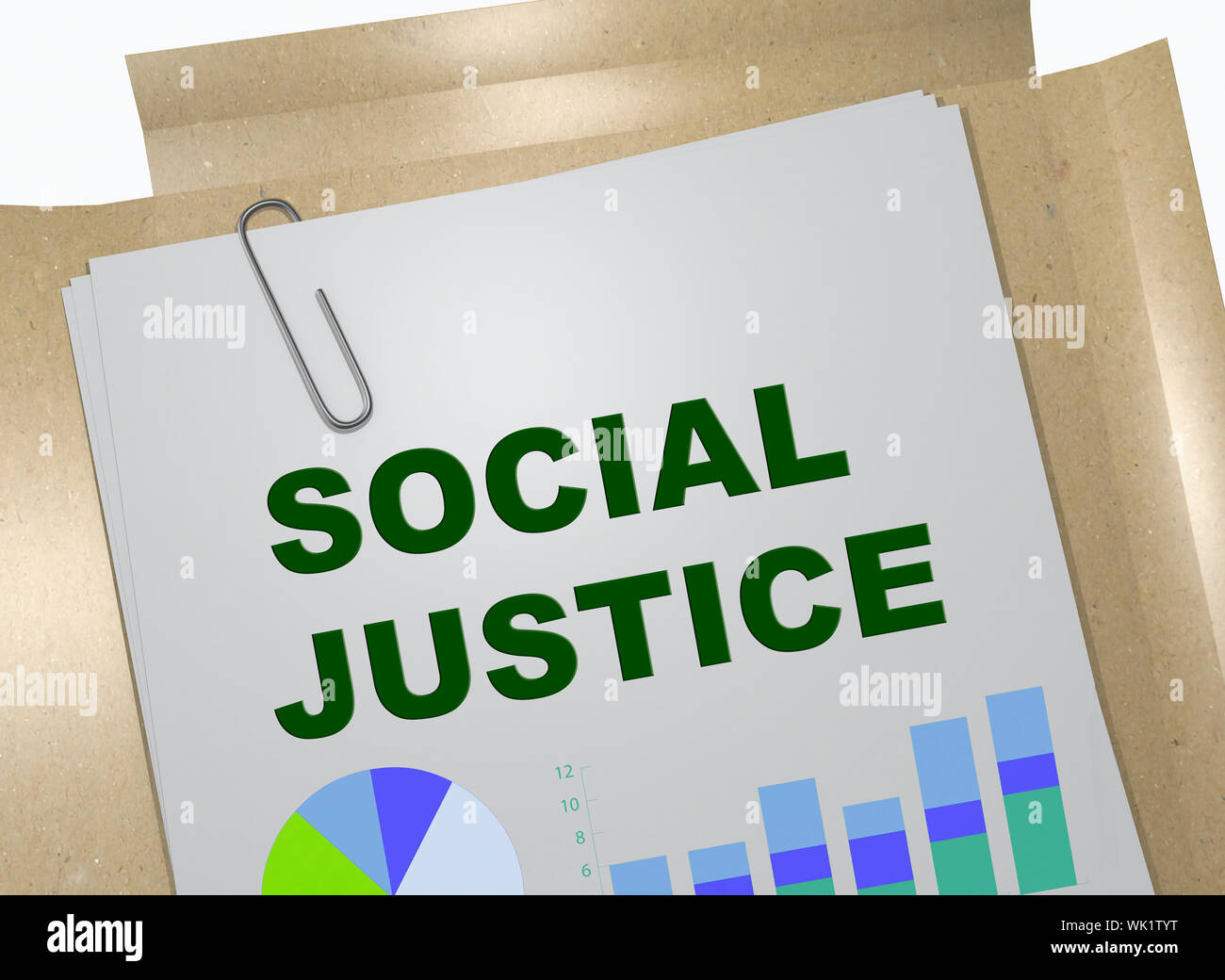 3D illustration of SOCIAL JUSTICE title on business document Stock ...