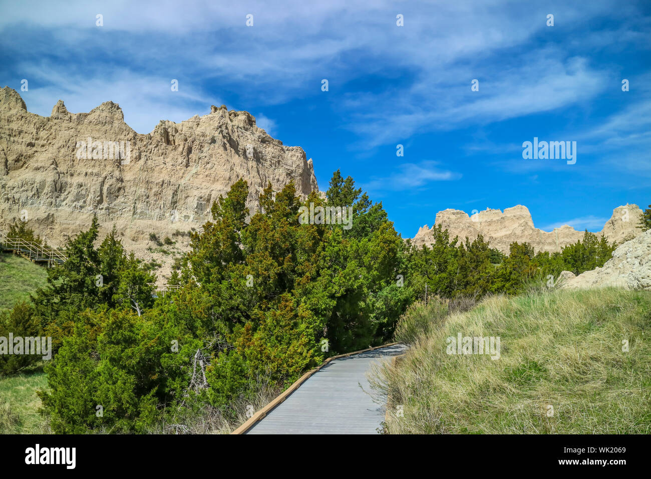 A gorgeous view of the rocky landscape of Badlands National Park, South ...
