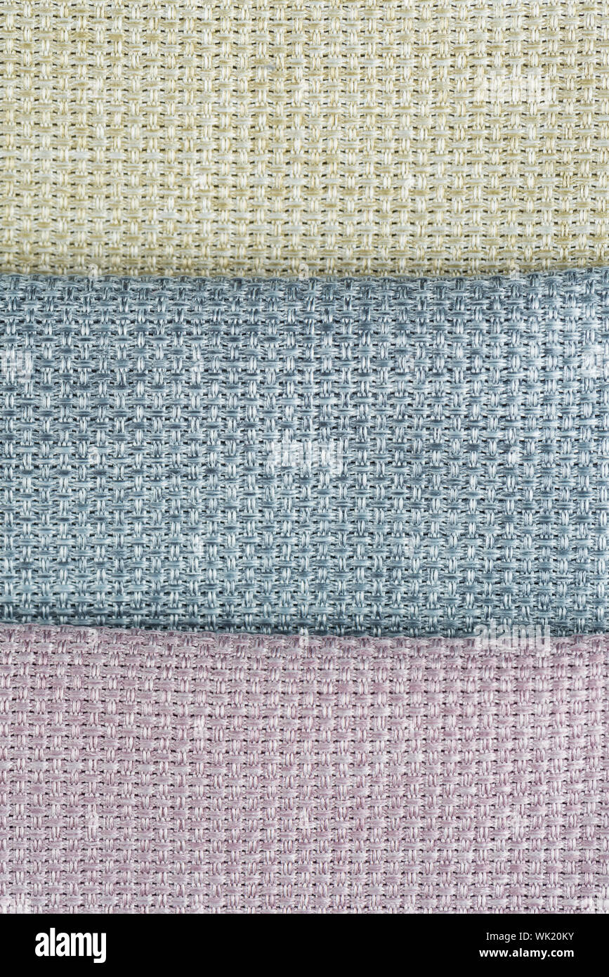Closeup detail of multi color fabric texture samples Stock Photo - Alamy