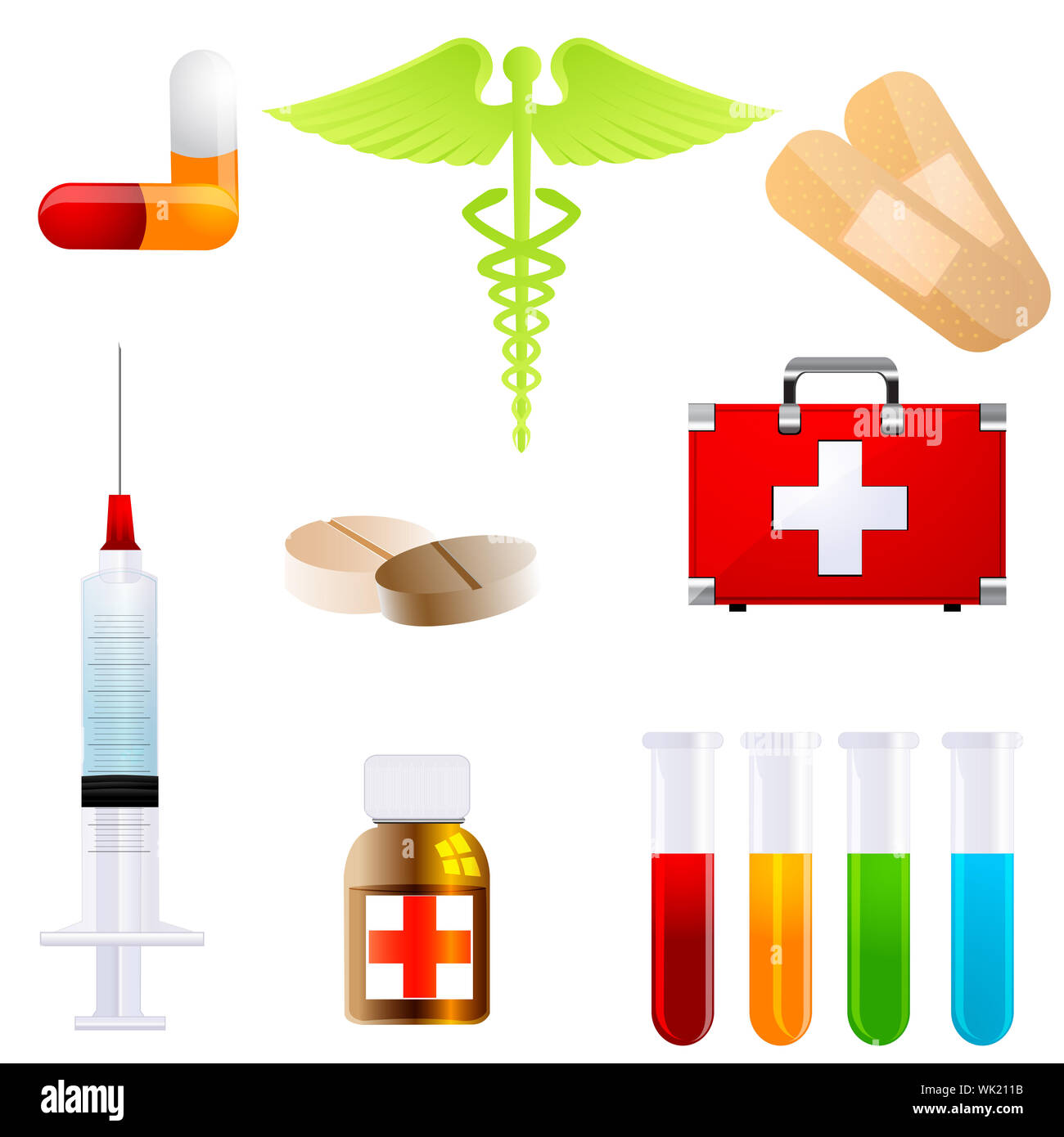 illustration of set of medical icons on isolated background Stock Photo ...