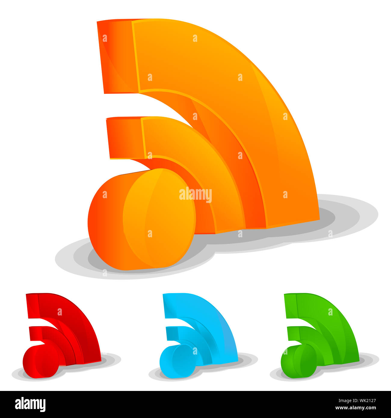 illustration of rss feed icon set on isolated background Stock Photo ...