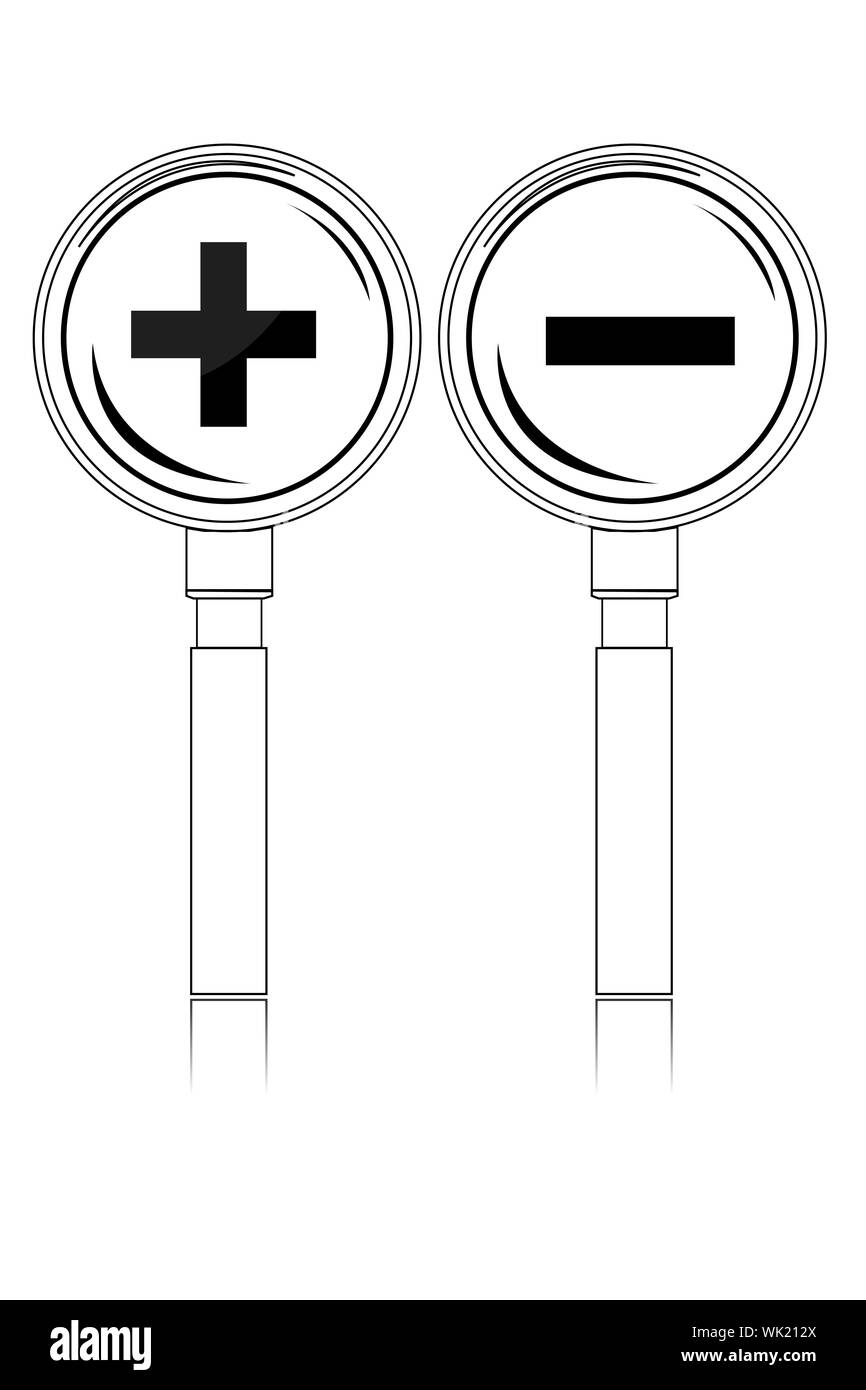 illustration of increase-decrease magnifiers icons Stock Photo - Alamy