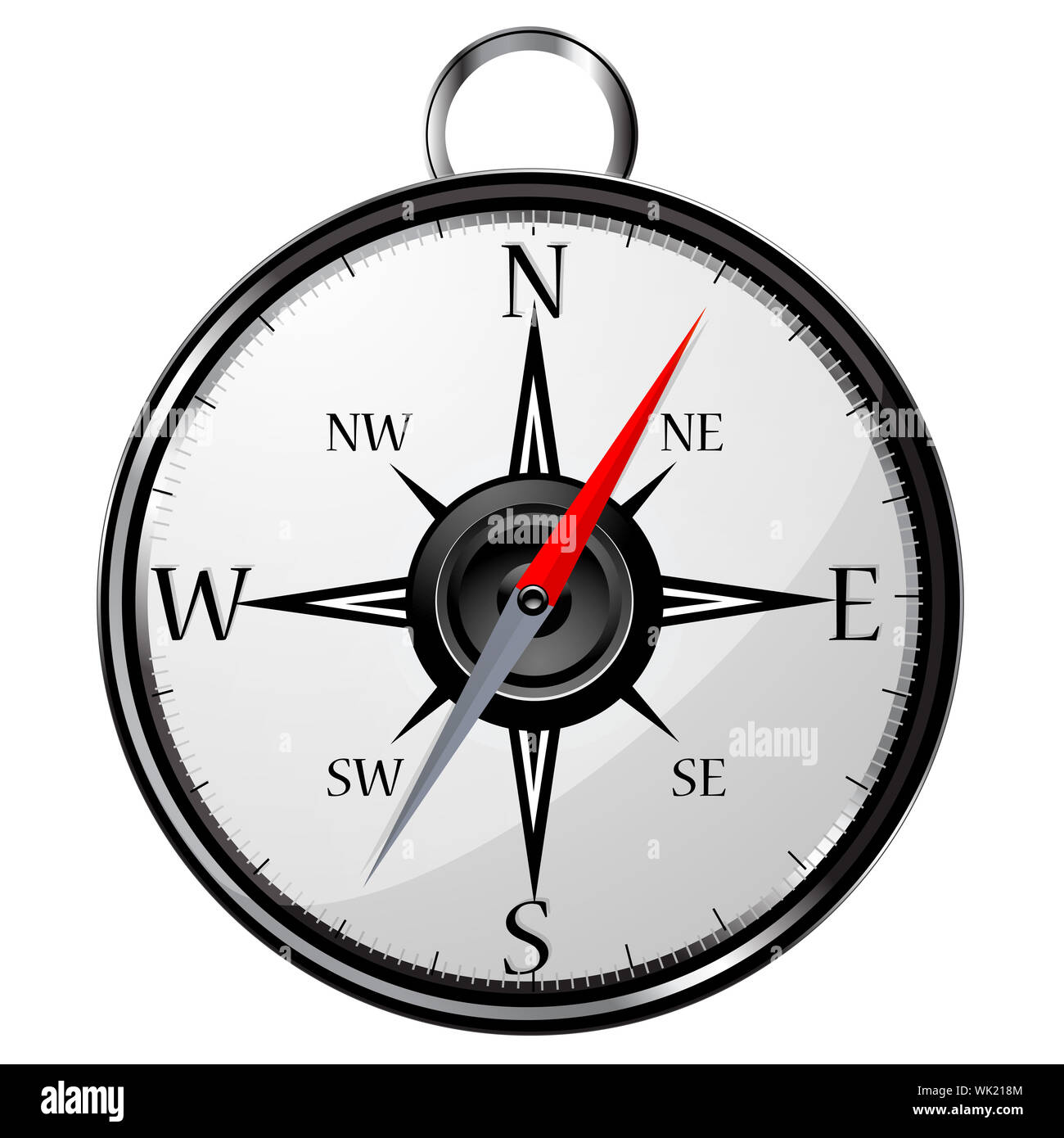 illustration of metallic compass on white isolated background Stock ...