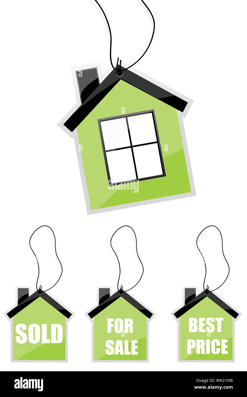 illustration of tag of house with different text on isolated background ...