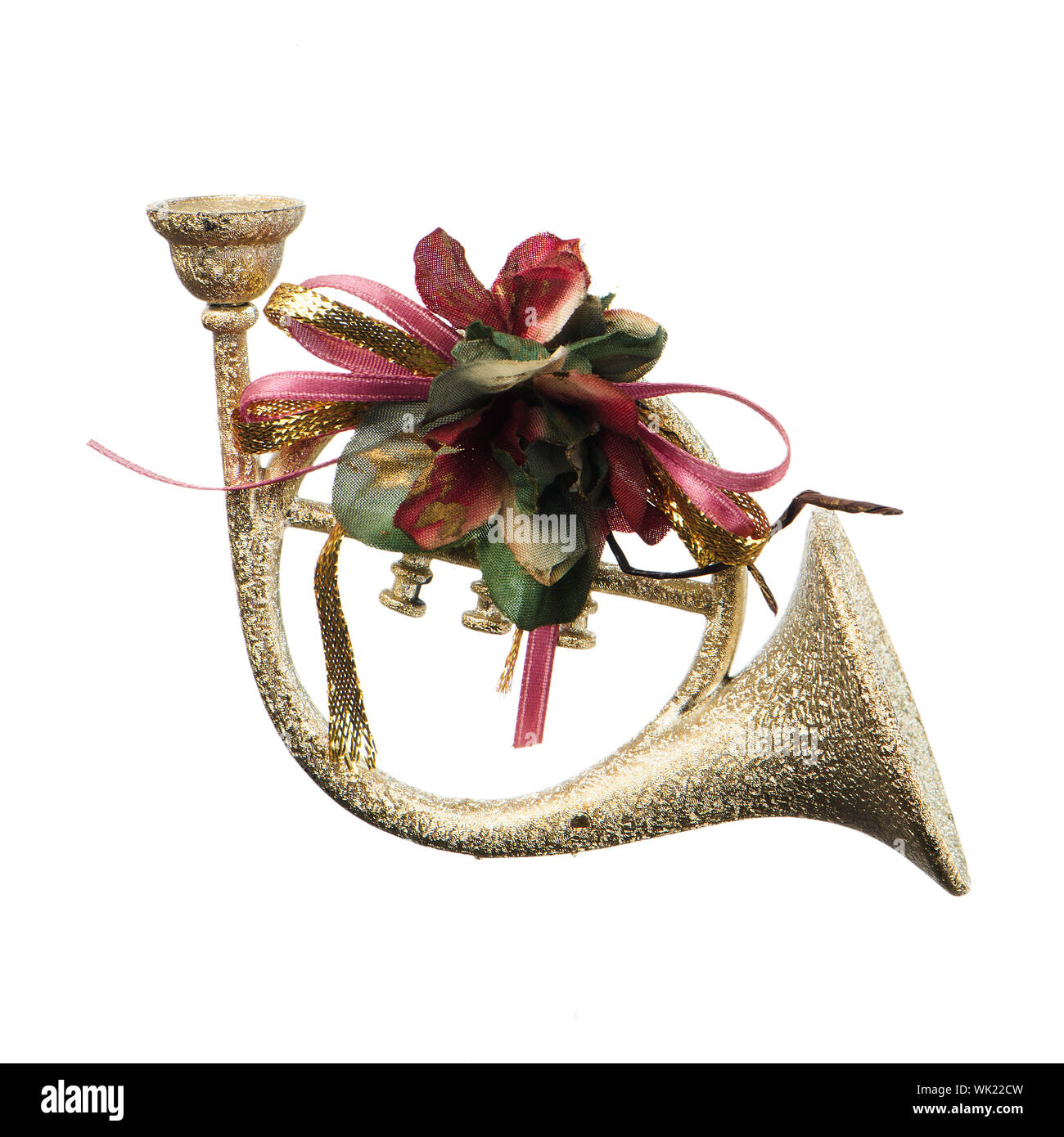 Christmas decorations plastic musical instrument isolated on white ...