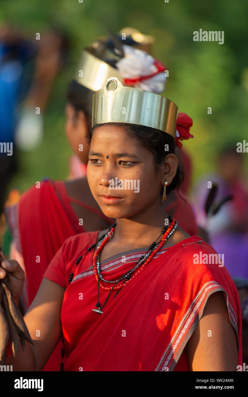 Portrait of a Tribal Lady during Dussera Procession near Jagdalpur ...