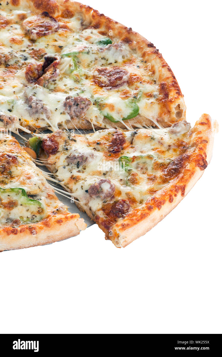 Italian pizza isolated over white background Stock Photo - Alamy