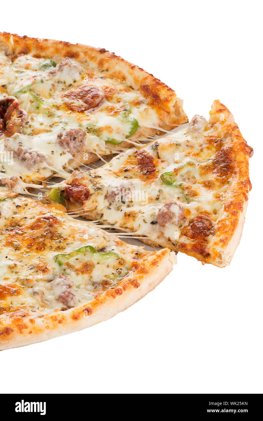 Italian pizza isolated over white background Stock Photo - Alamy