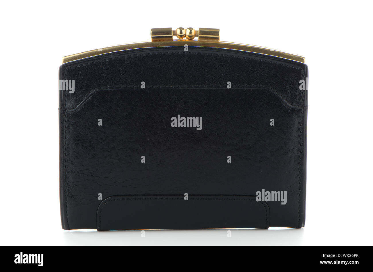 Black leather purse isolated on white background Stock Photo - Alamy