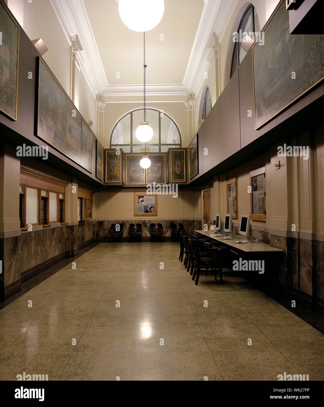 Intake area, Millet murals, Howard M. Metzenbaum U.S. Courthouse ...