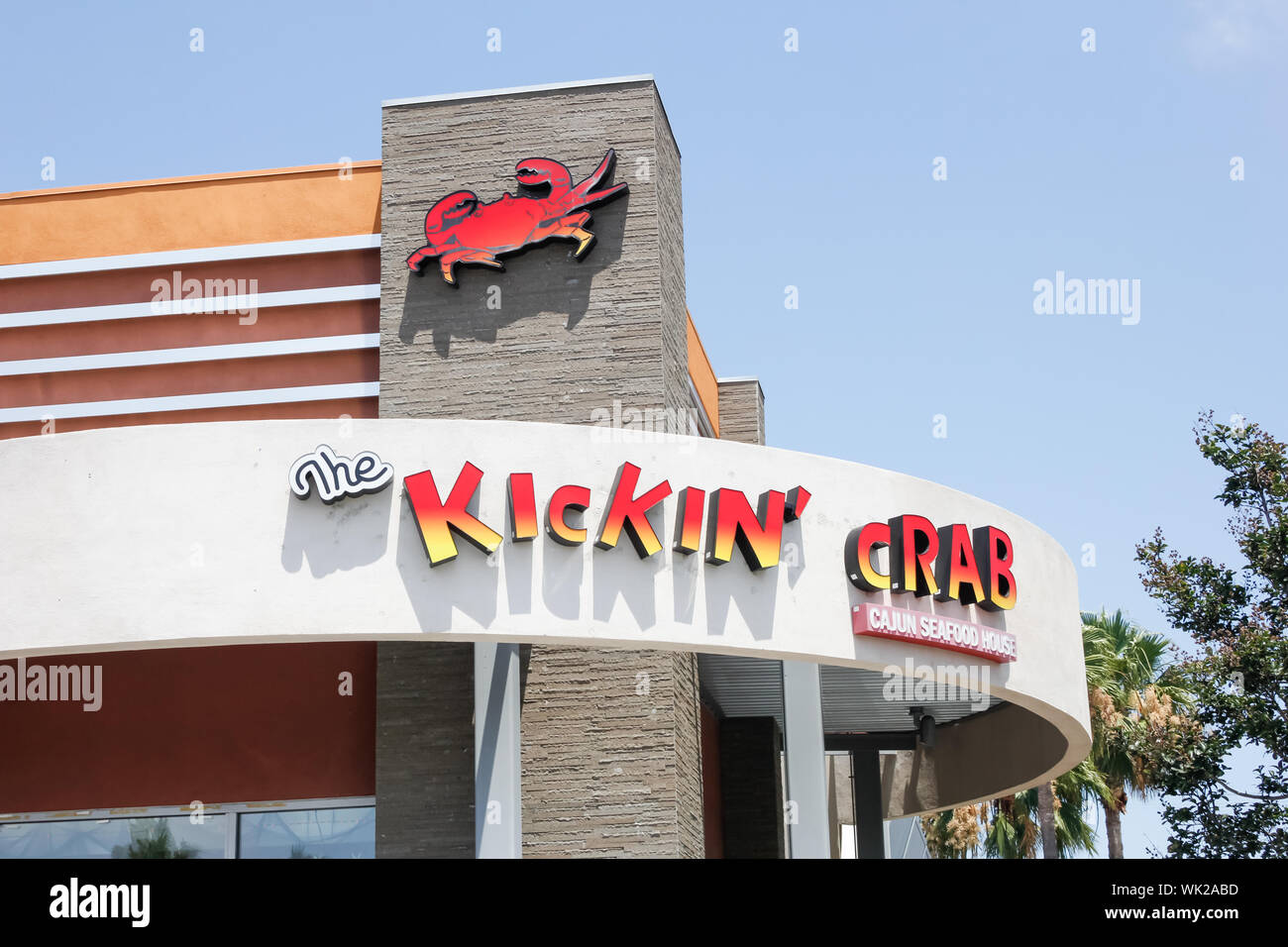A store front sign for the cajun seafood restaurant known as The Kickin ...