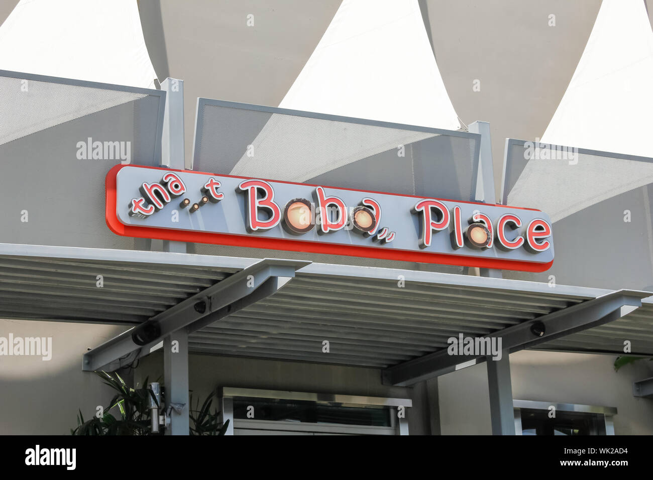 A store front sign for the cafe known as That Boba Place Stock Photo ...