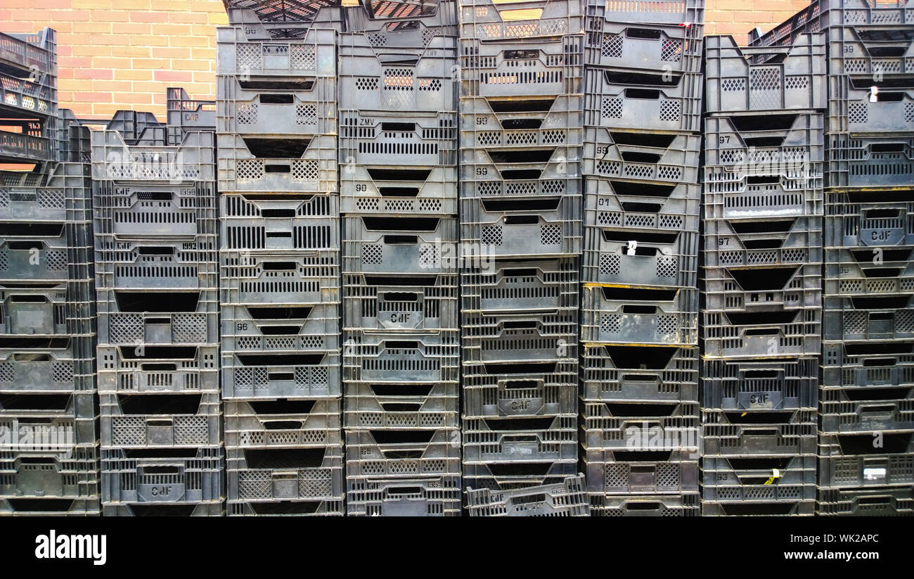 Plastic crates stacked hi-res stock photography and images - Alamy