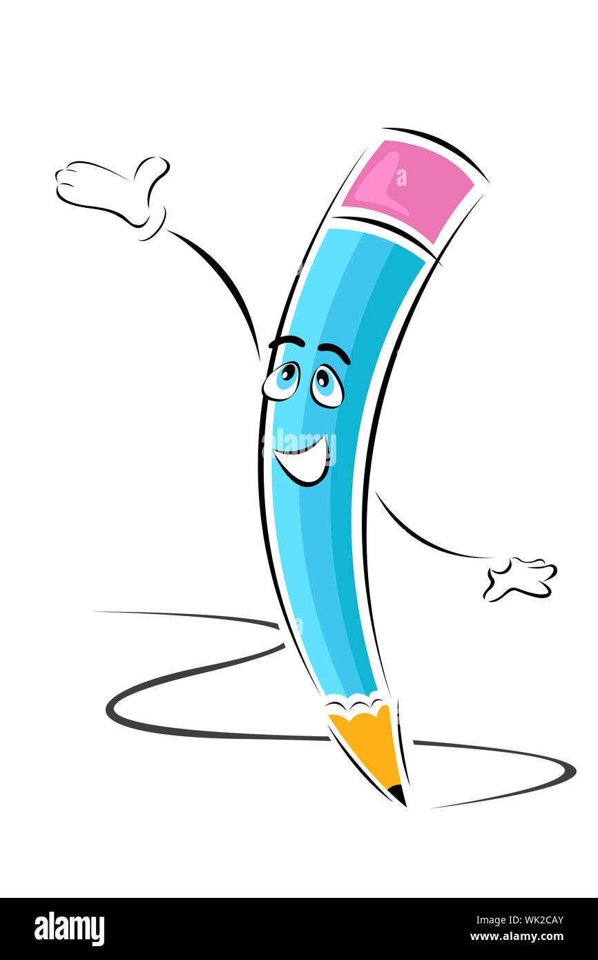 illustration of happy pencil on isolated background Stock Photo - Alamy