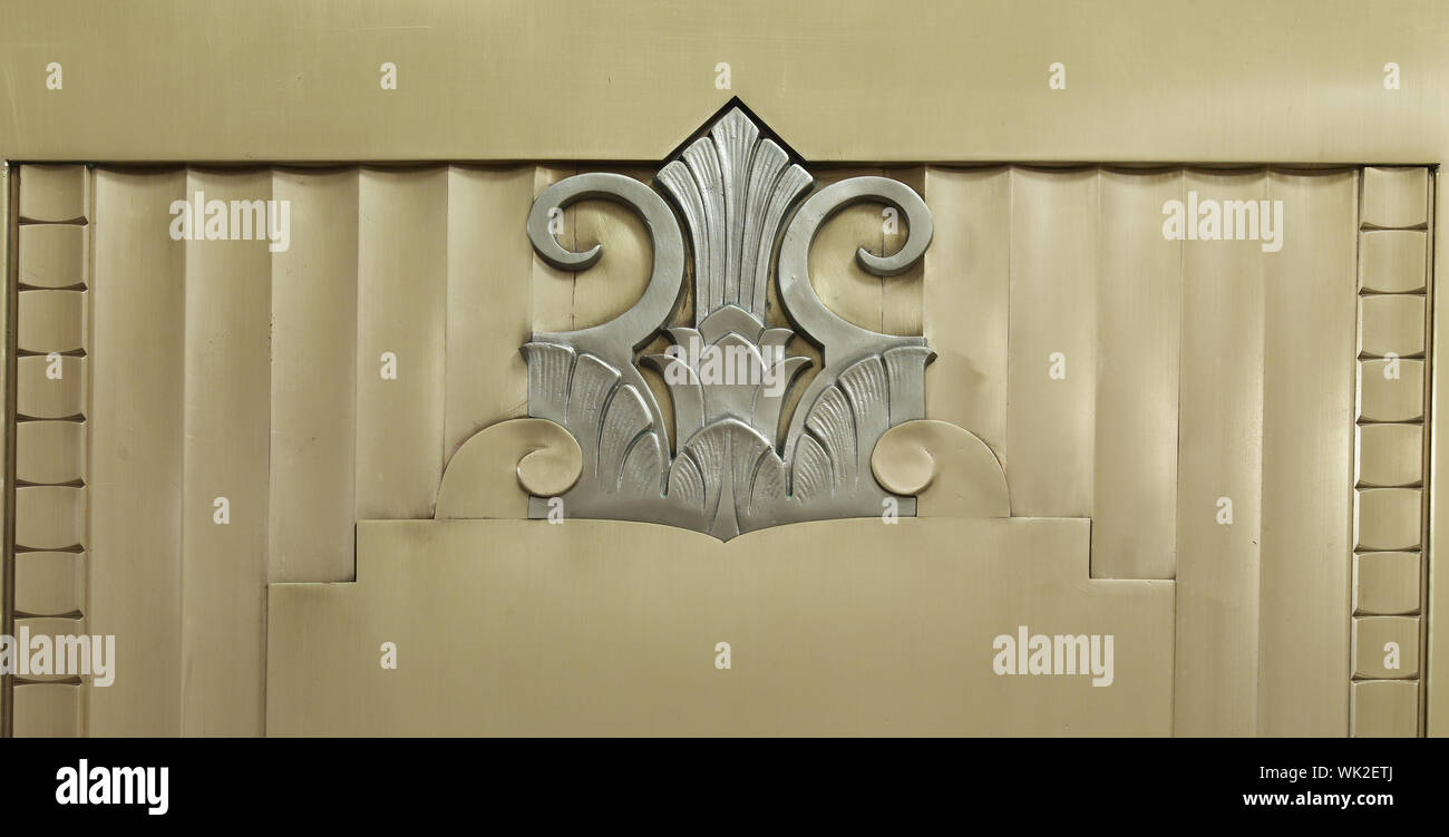 Interior detail on door to stair, in corridor in front of entrance to ...