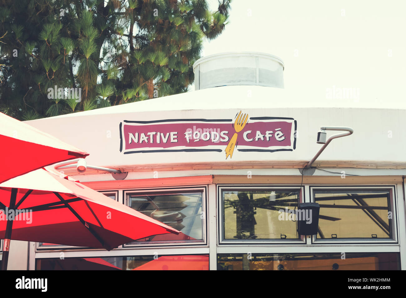 A store front sign for the vegan restaurant known as Native Foods Cafe ...