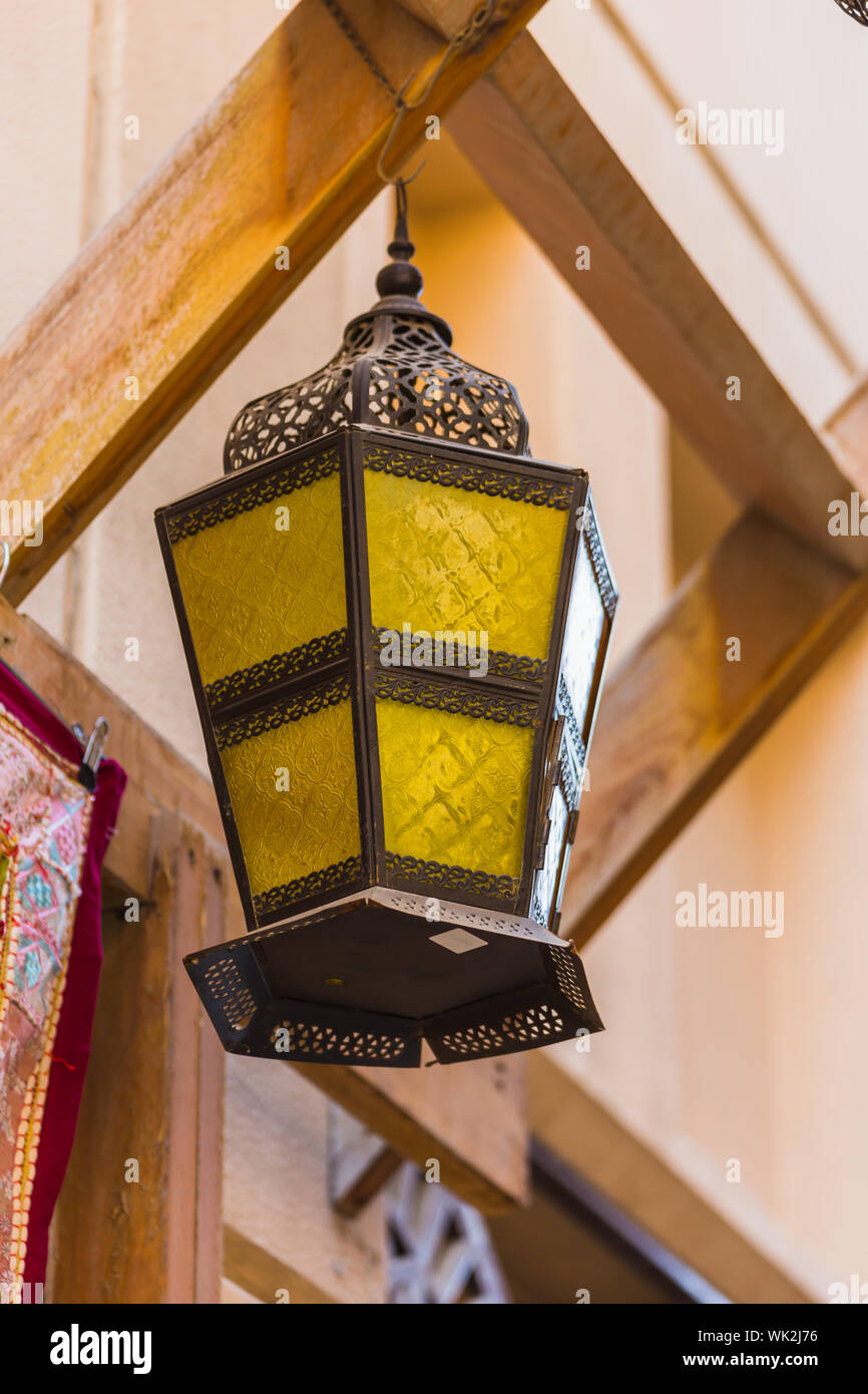 Arab street lanterns in the city of Dubai in the United Arab Emirates ...