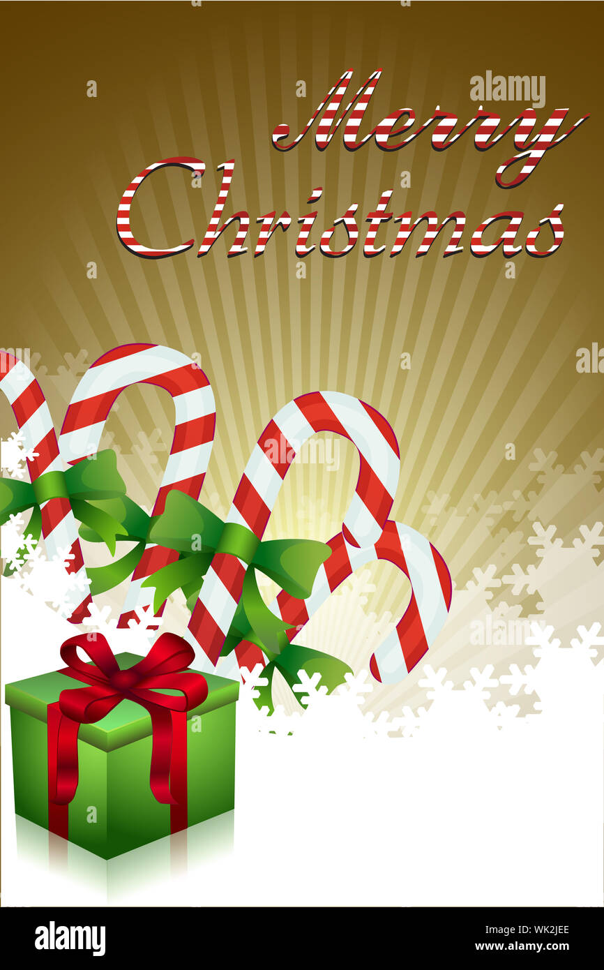illustration of merry christmas with gifts and candies Stock Photo - Alamy