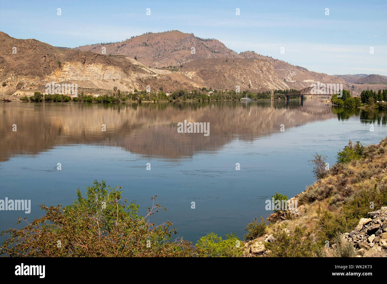 A local bridge provides access to the other side of the Columbia River ...