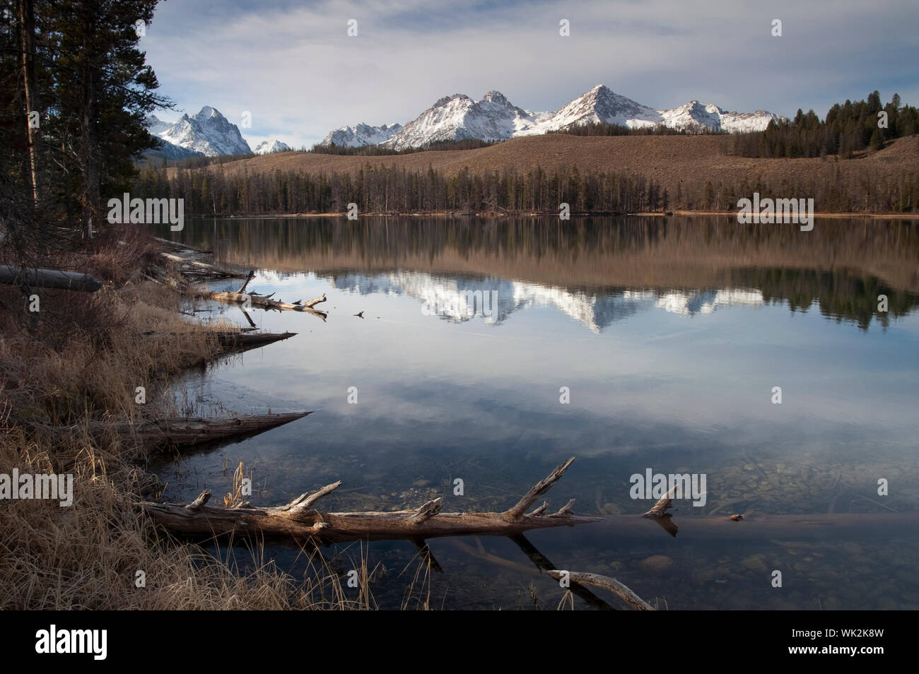 Mountain Reflection in smooth lake water Landscape mountain range Stock ...