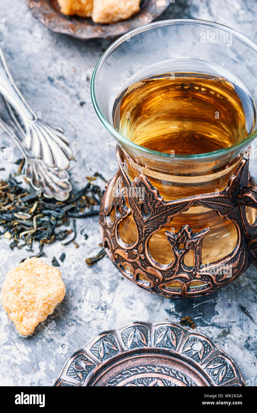 Eastern tea in traditional glasse.Eastern tea concept Stock Photo - Alamy