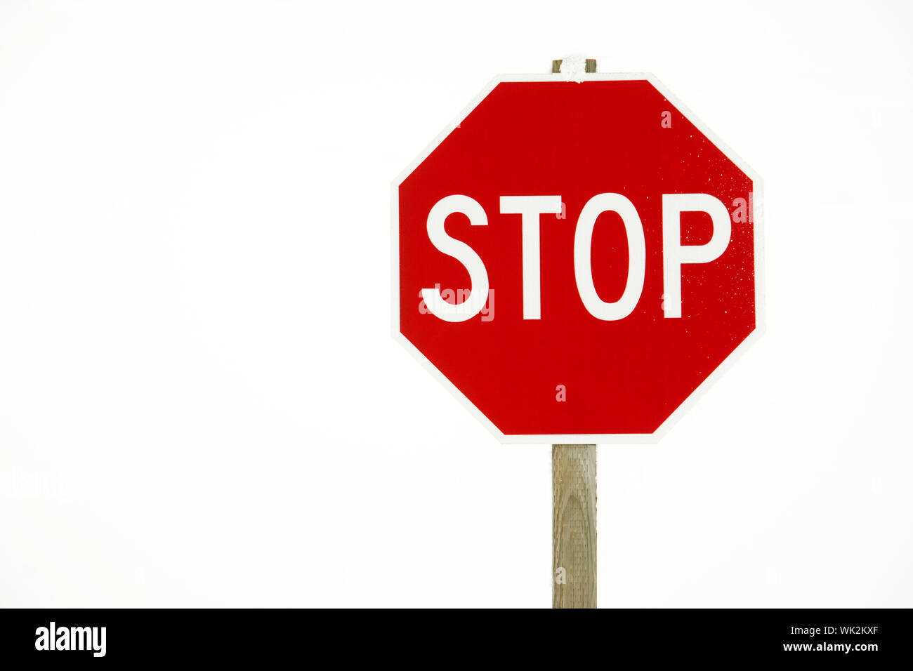 Real road stop sign in a snow storm Stock Photo - Alamy