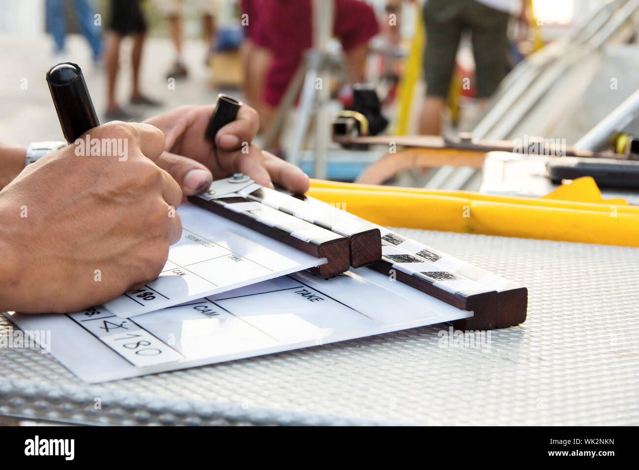 Labeling the Slate on set Stock Photo - Alamy