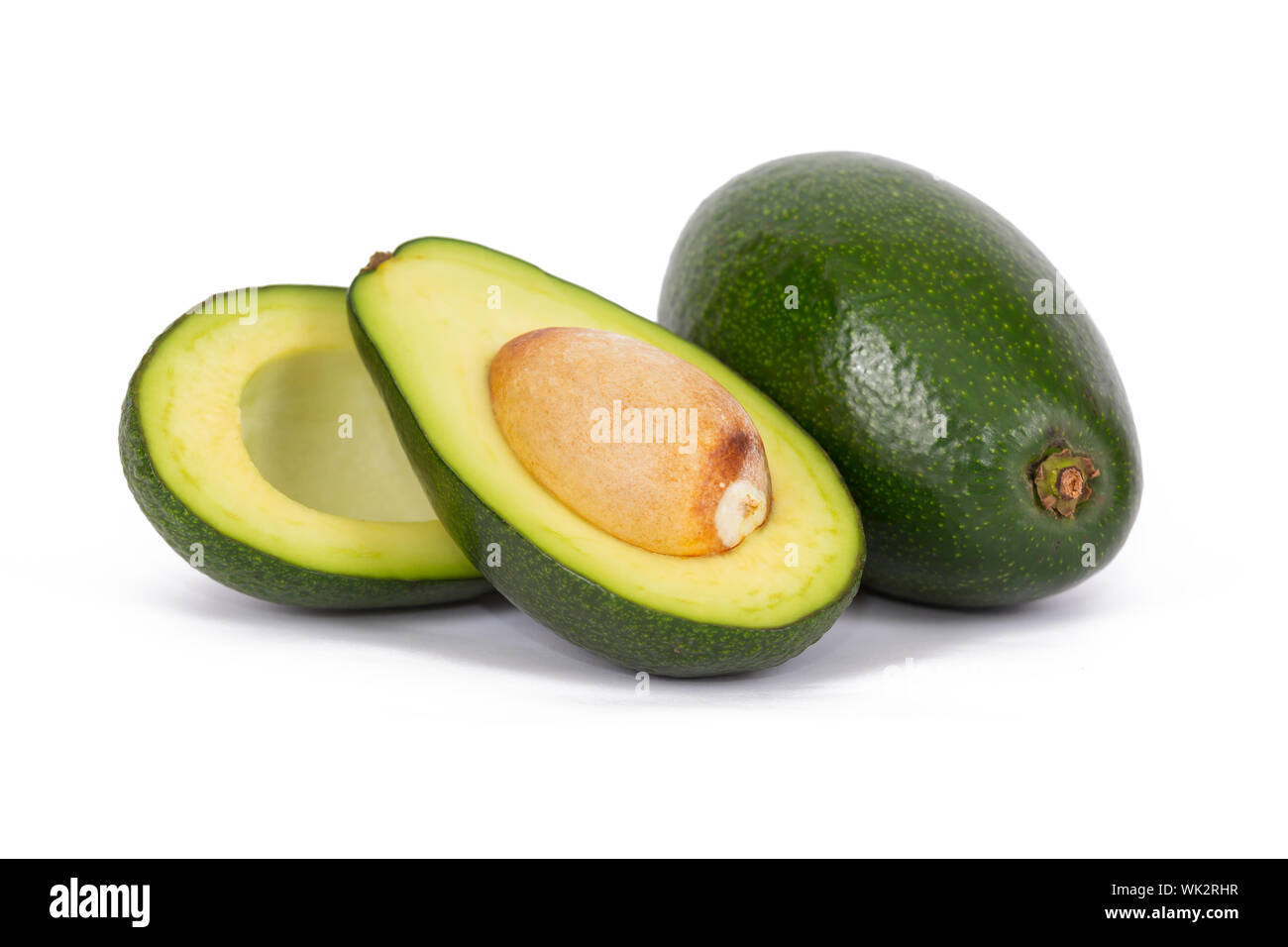 whole fruit, avocado fruit, two halves, green avocado, fresh ripe ...