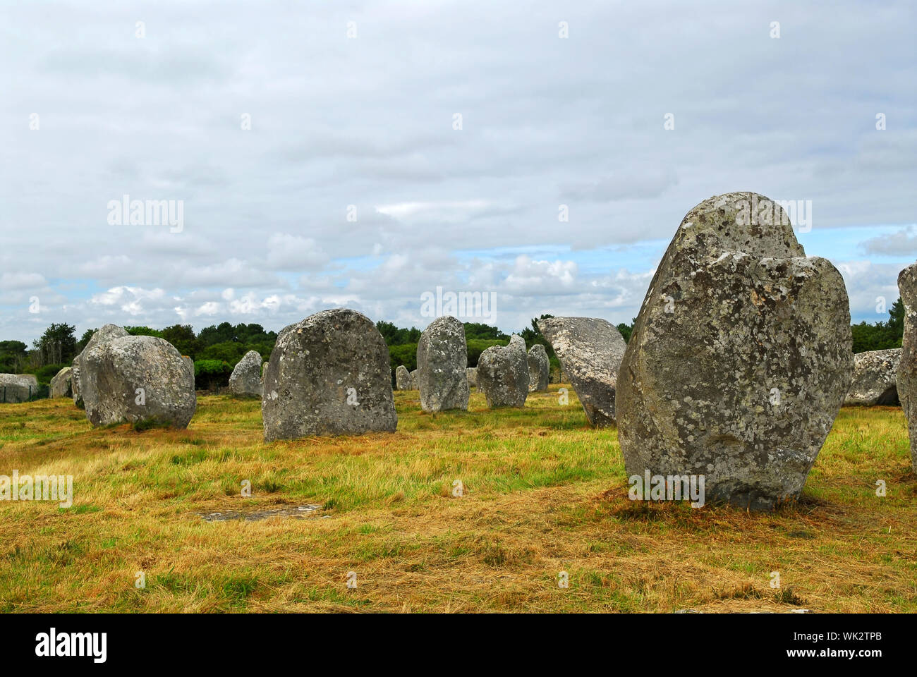 Prehistoric megalithic monuments menhirs in Carnac area in Brittany ...