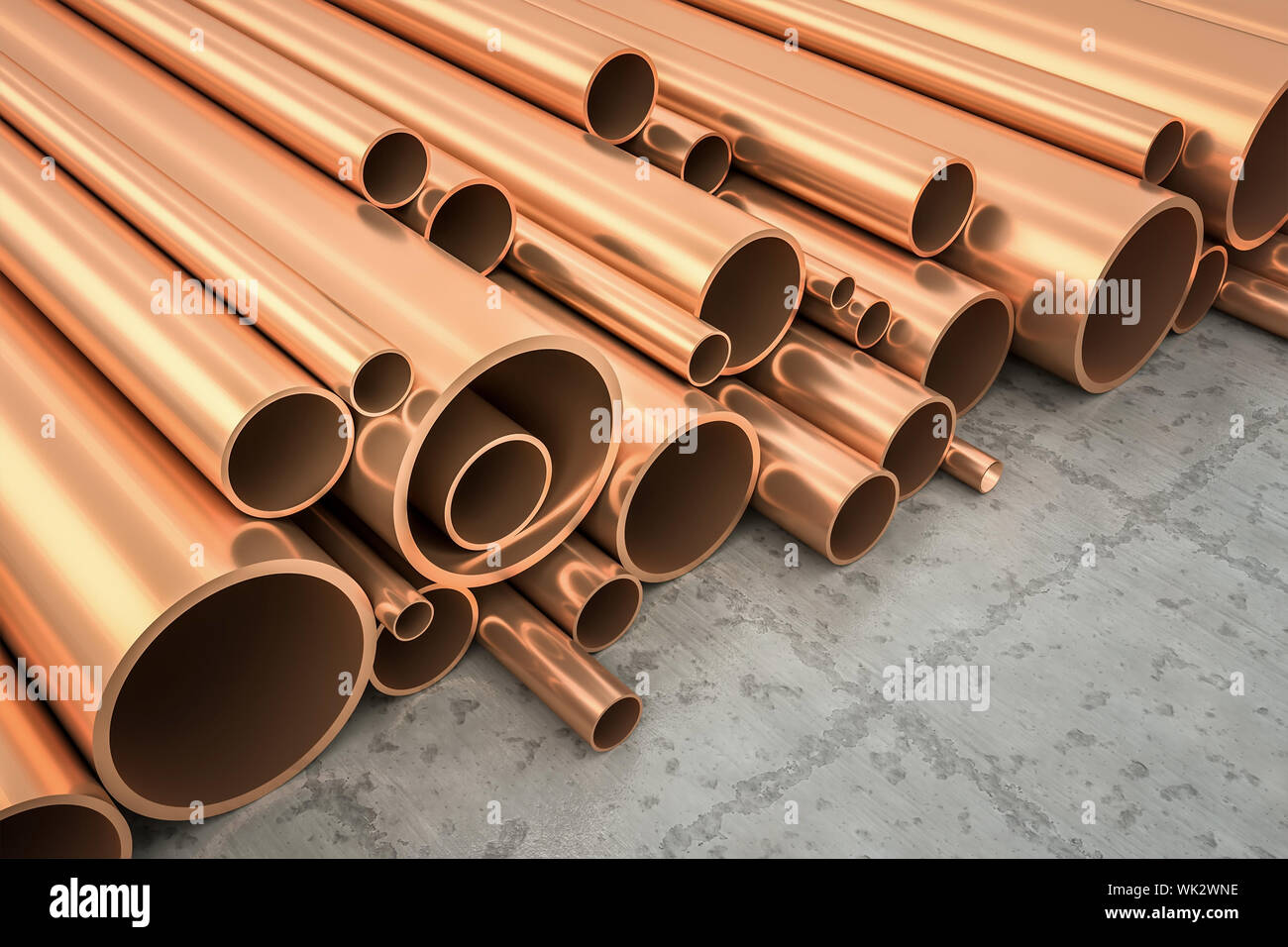 An image of some nice copper pipes in a warehouse Stock Photo - Alamy