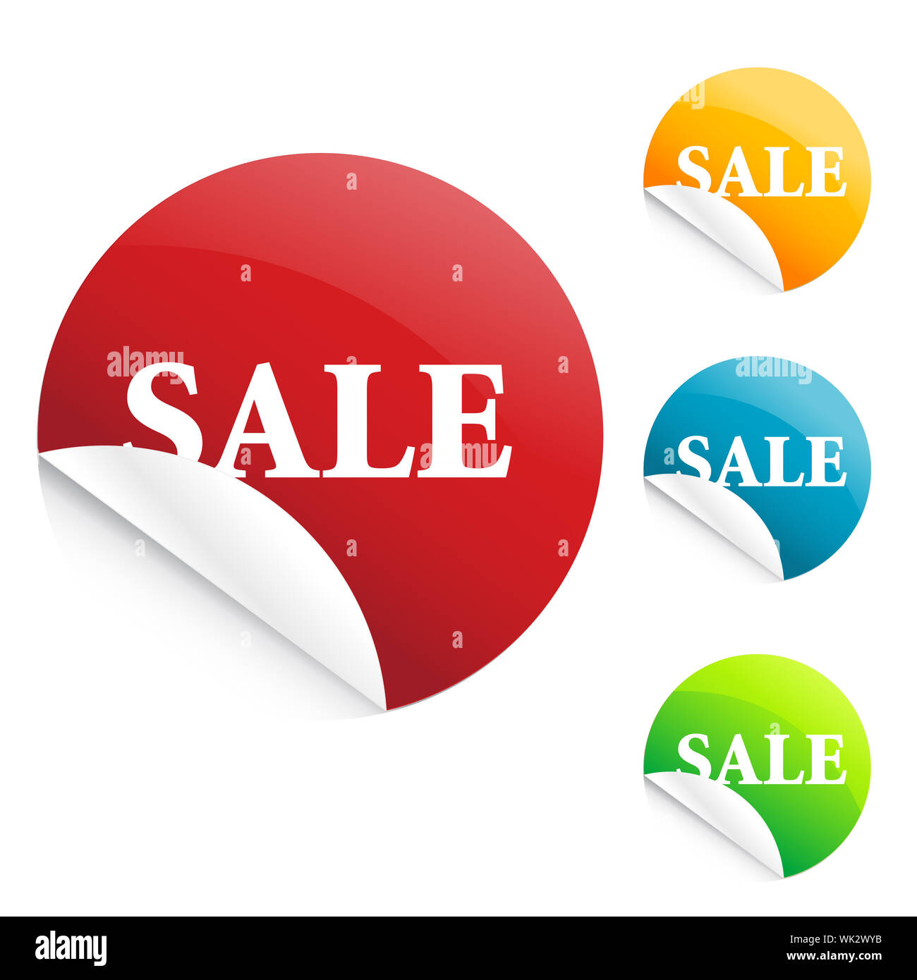 set of glossy sale tag stickers on isolated background Stock Photo - Alamy