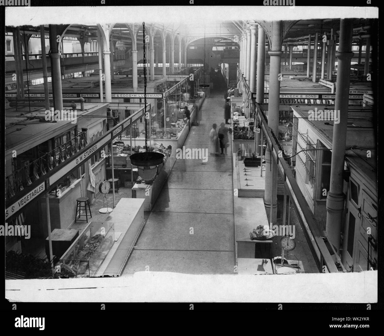 Interior of Washington Market showing some of the retail stalls Stock ...