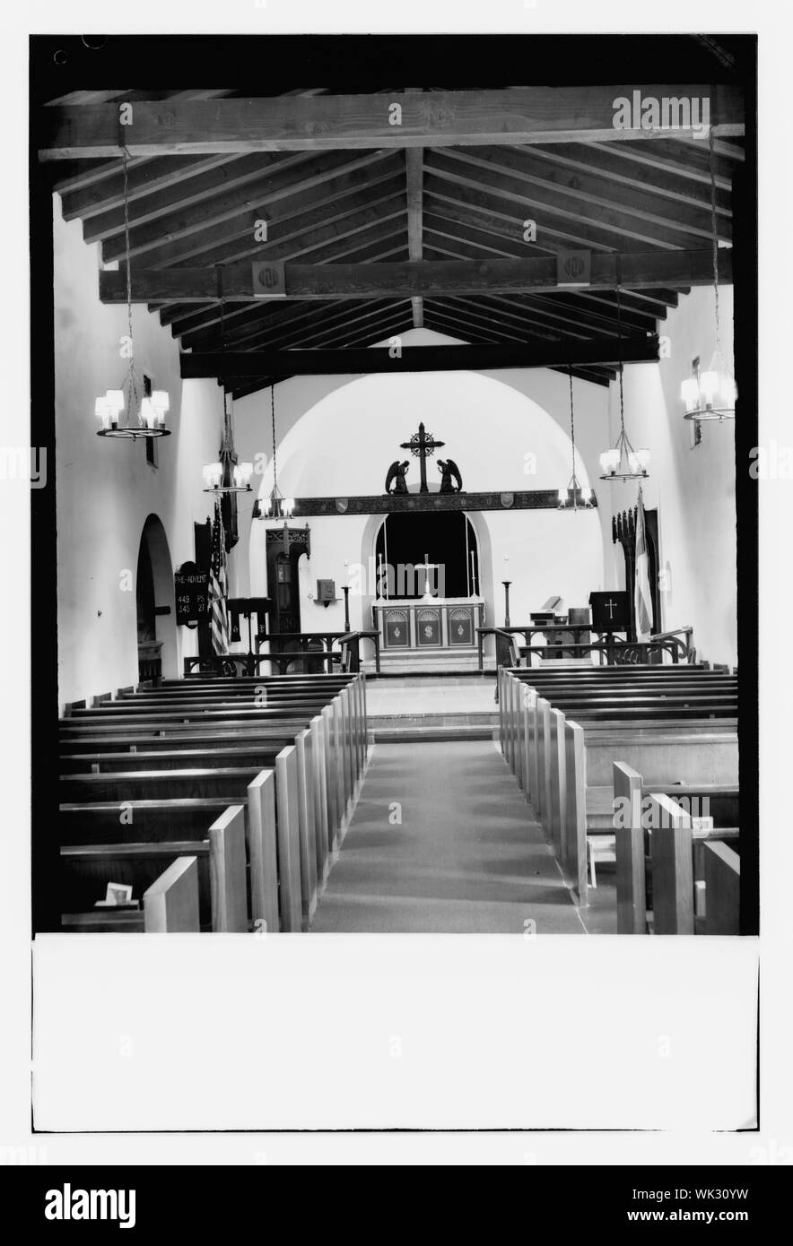 Interior of church showing altar and pews Stock Photo - Alamy