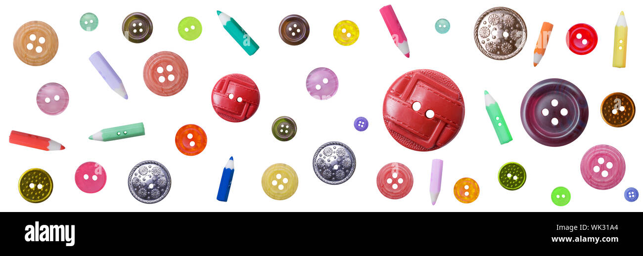 Seamless pattern from color old-fashioned buttons on a white background ...