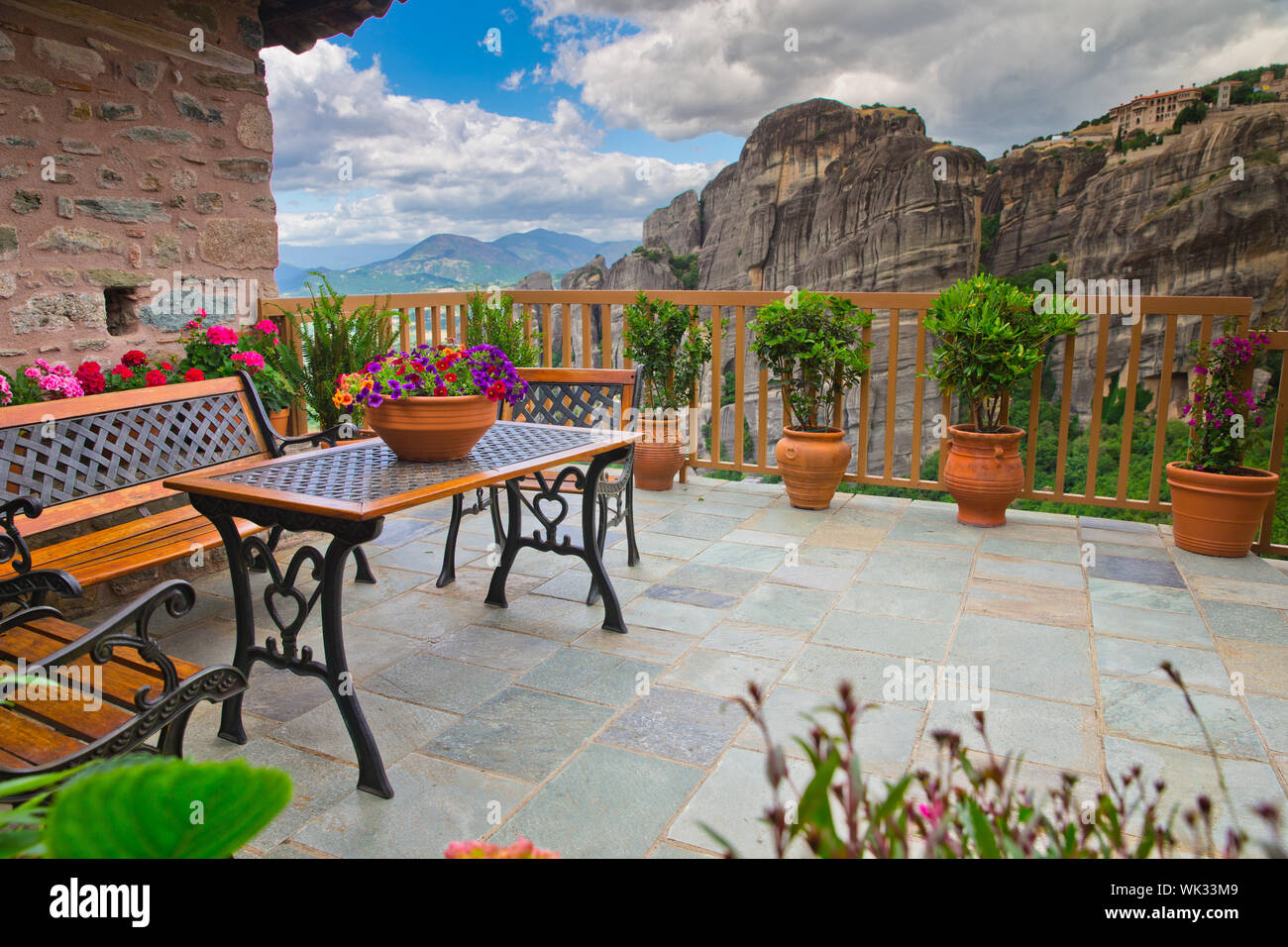 old balcony monastery of Meteora Stock Photo - Alamy